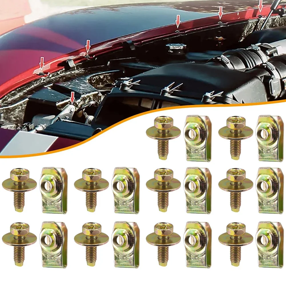 40Pcs-Zinc-Body-Bolts-U-Nuts-Clips-Engine-Bottom-Fender-Liners-Push ...
