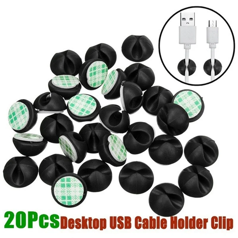 20PCs Car Cable Clips Silicone USB Line Desktop Management Compatible ...