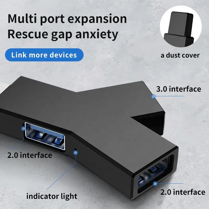 Mini-Y-shaped-Portable-Type-c3-1-3-Port-Splitter-USB3-0-Inline-2-0HUB ...