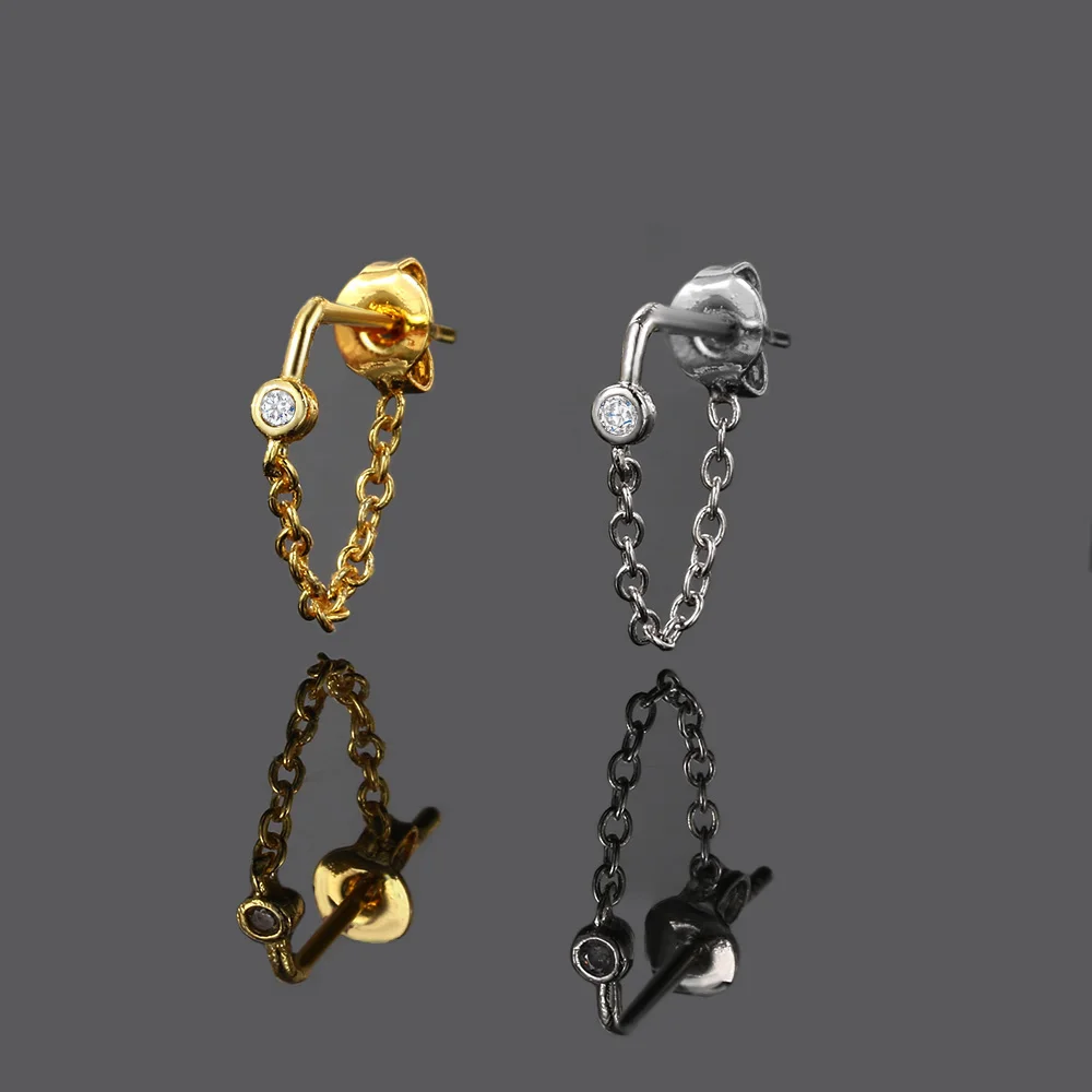 Helix Lobe Hoop Chain Piercing Earrings Zircon Gold Color Tragus Rook ...