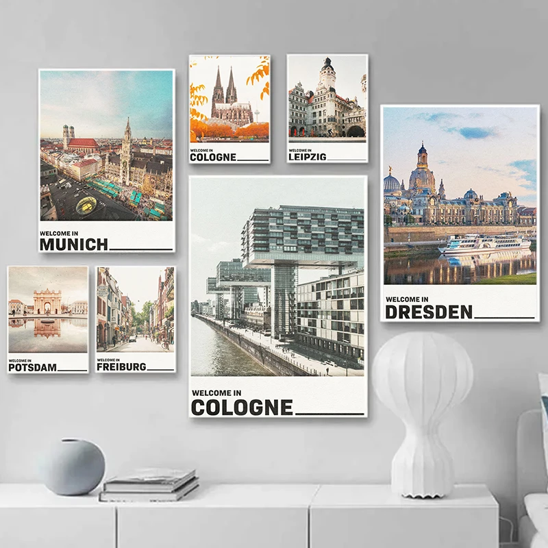 German-Cities-Art-Painting-Canvas-Poster-Travel-Landscape-Modern-City ...