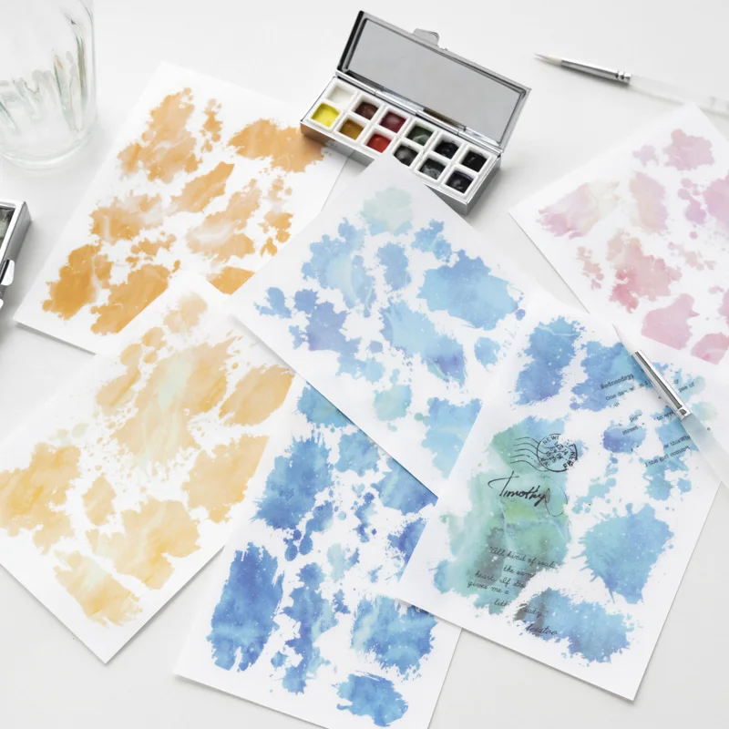 3 pcs/pack Watercolor traces Stickers Kit Transparent PVC Scrapbooking ...