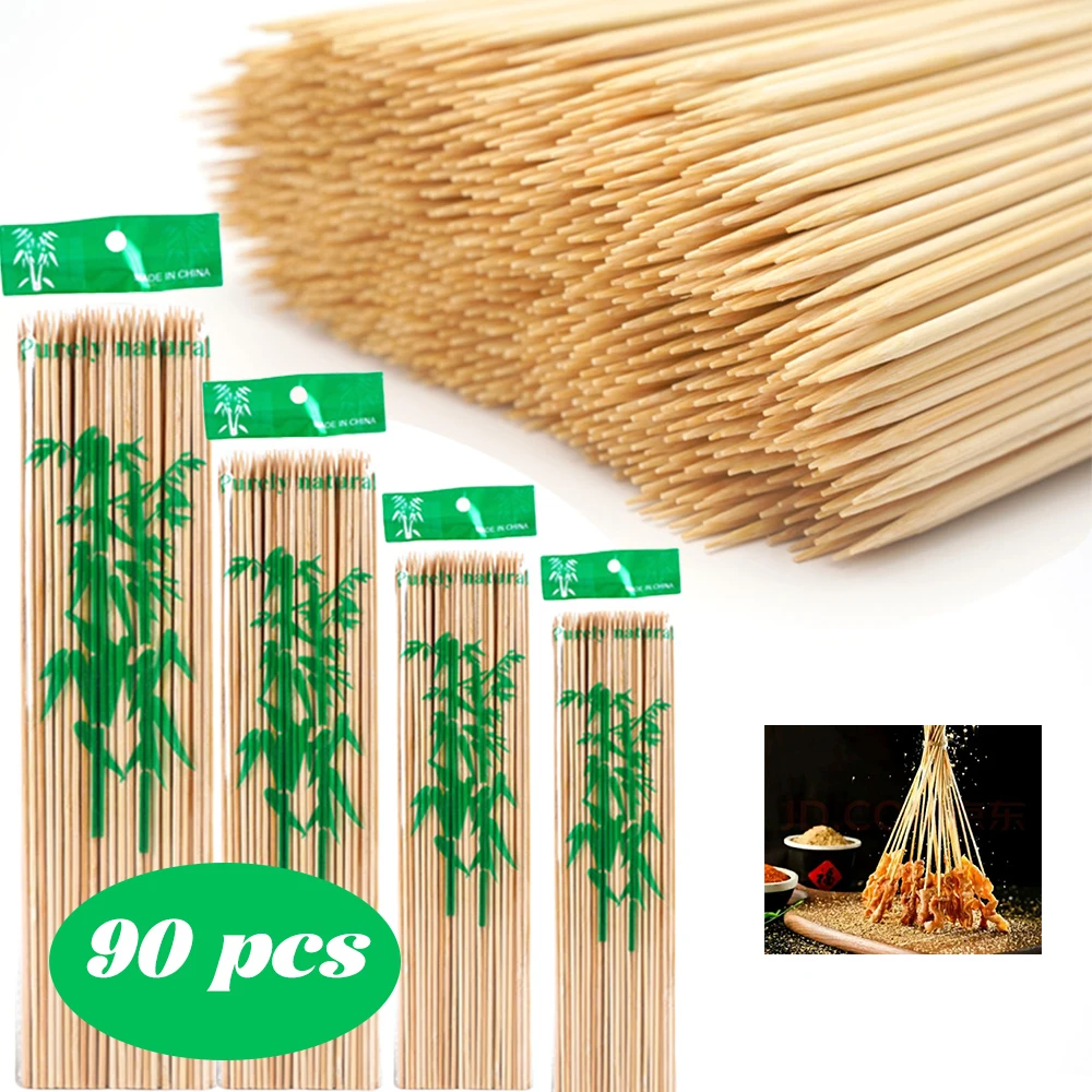 90pcs Bamboo Stick Food Grade Bamboo Skewer Sticks Disposable Natural ...