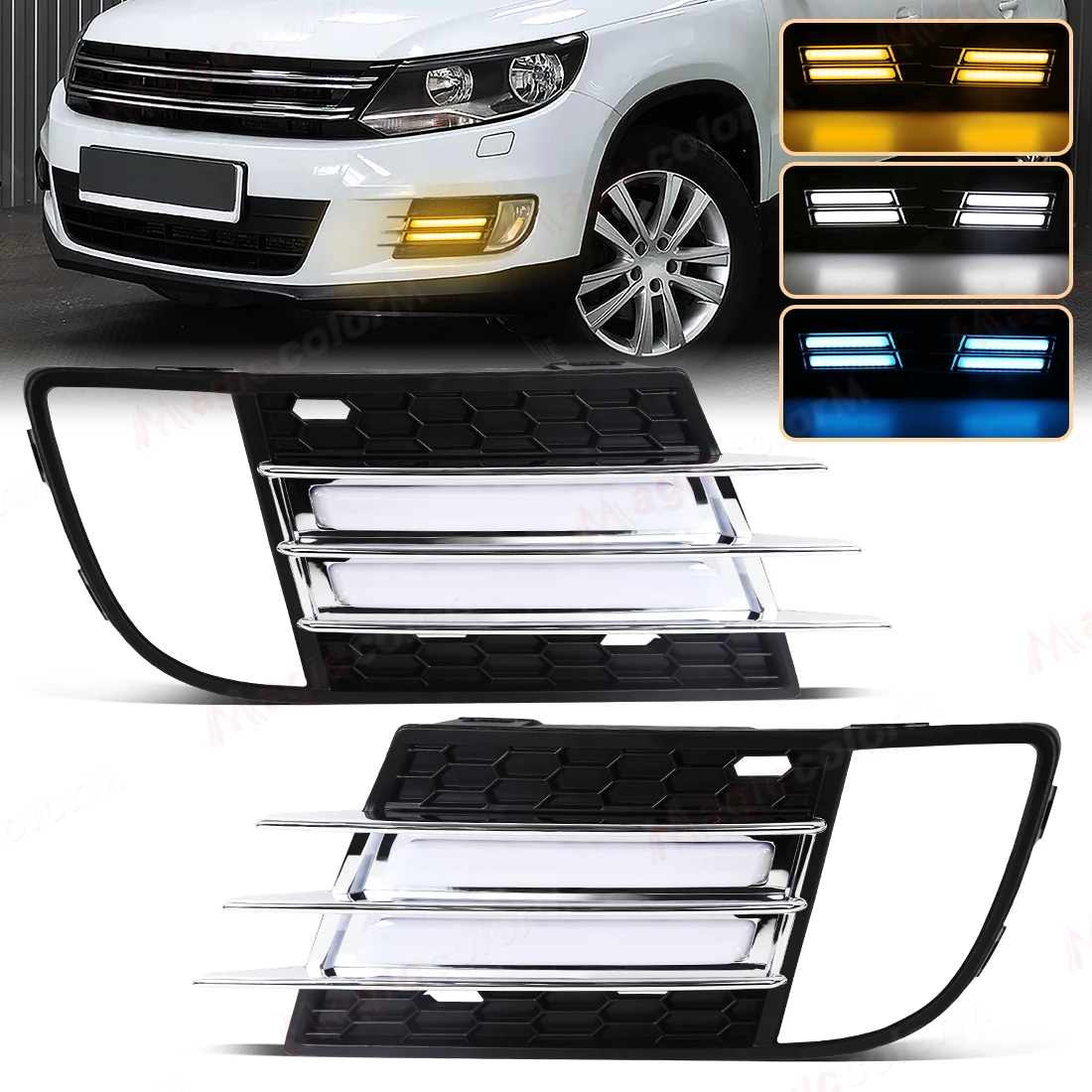 LED Car Fornt Bumper Light For VW Volkswagen Tiguan 2013 2014 2015 2016 ...