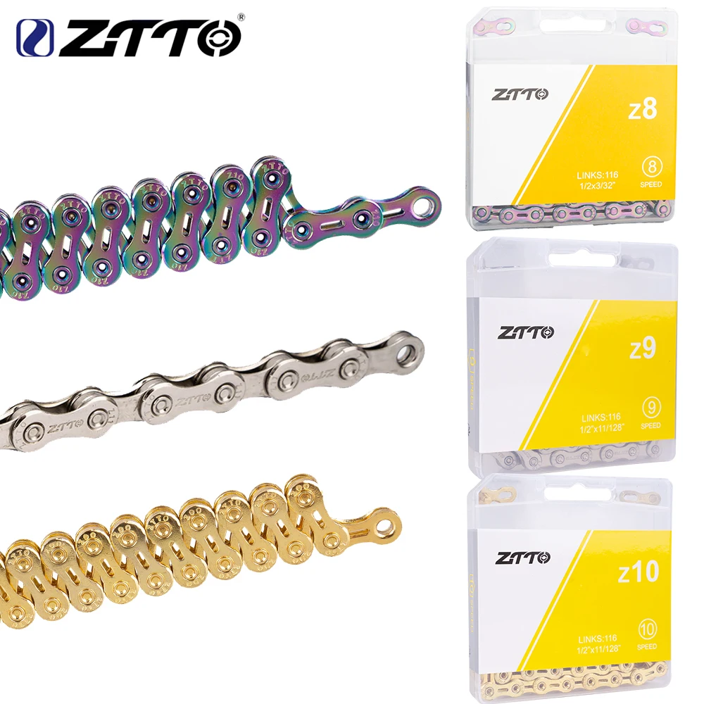ZTTO Bicycle 8 9 10Speed Chain 116 Links MTB Road Bike Chains Power ...
