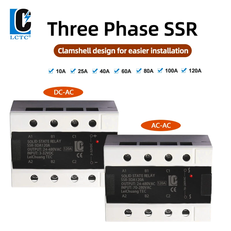 SSR-Three-Phase-Solid-State-Relay-10A-25A-40A-60A-80A-100A-120A-DC-To ...
