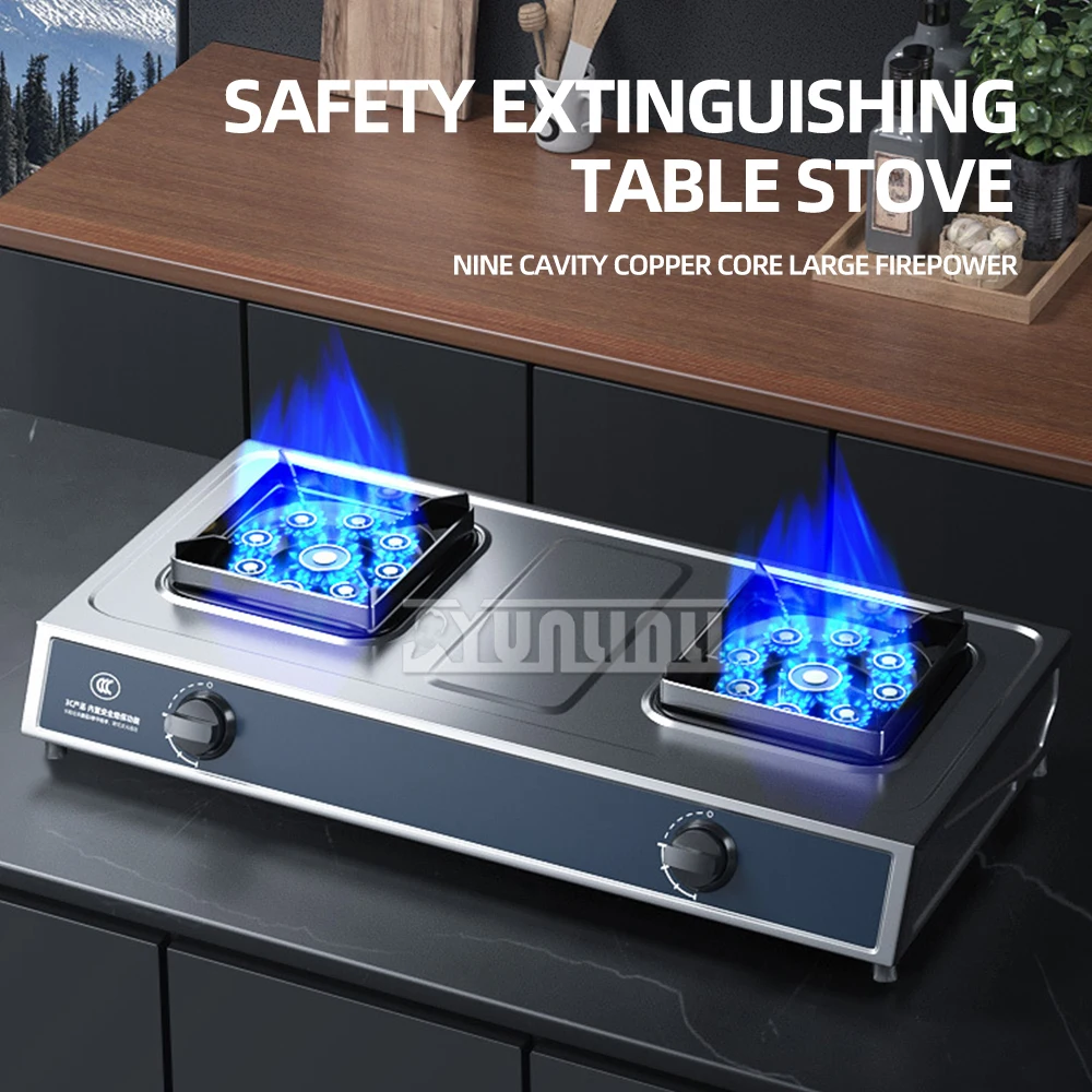 Desktop-Gas-Stove-2-Burner-Stainless-Steel-Double-Stove-Household ...