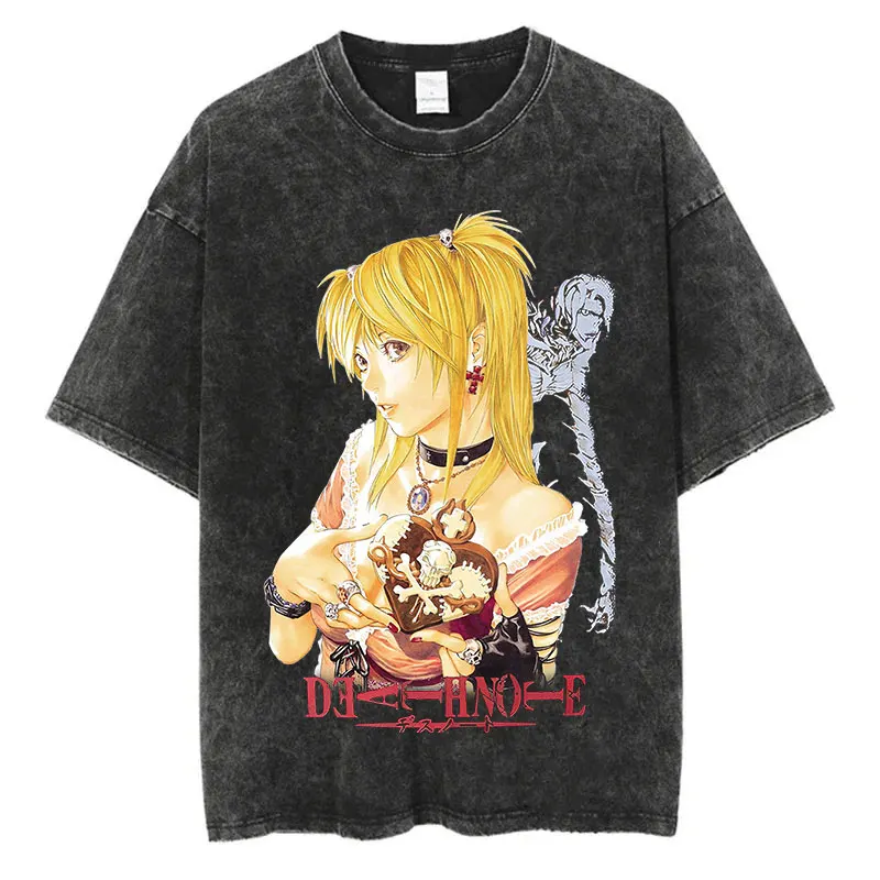 Harajuku-Vintage-Washed-T-Shirts-Death-Note-Anime-Graphic-Printing-T ...