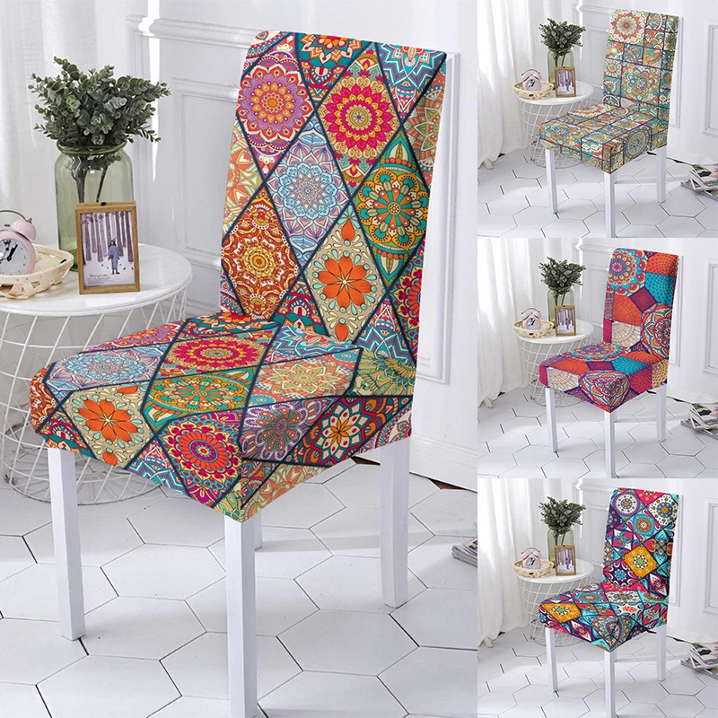 Mandala-Print-Chair-Cover-Stretch-Elastic-Bohemian-Dining-Chair ...