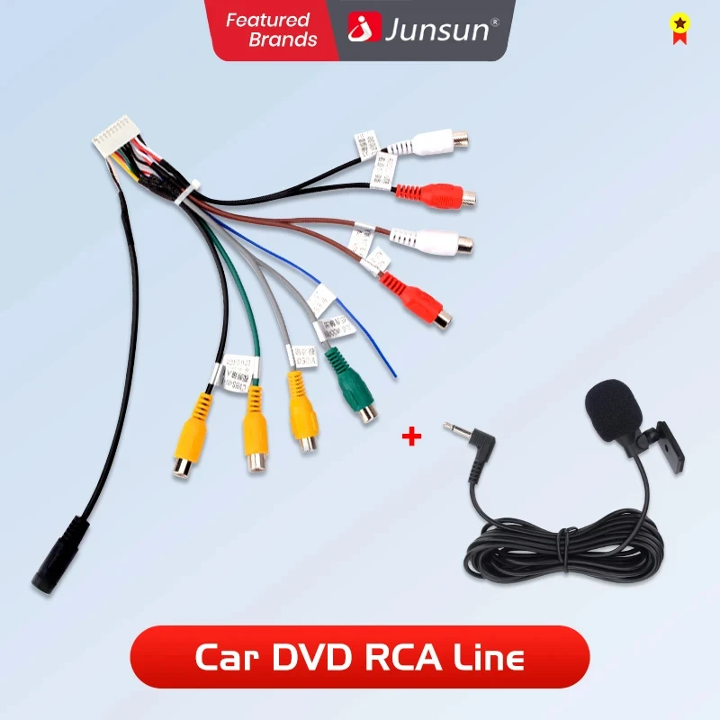 Junsun Car Stereo Radio RCA Output Wire Aux-in Adapter Cable with MIC ...