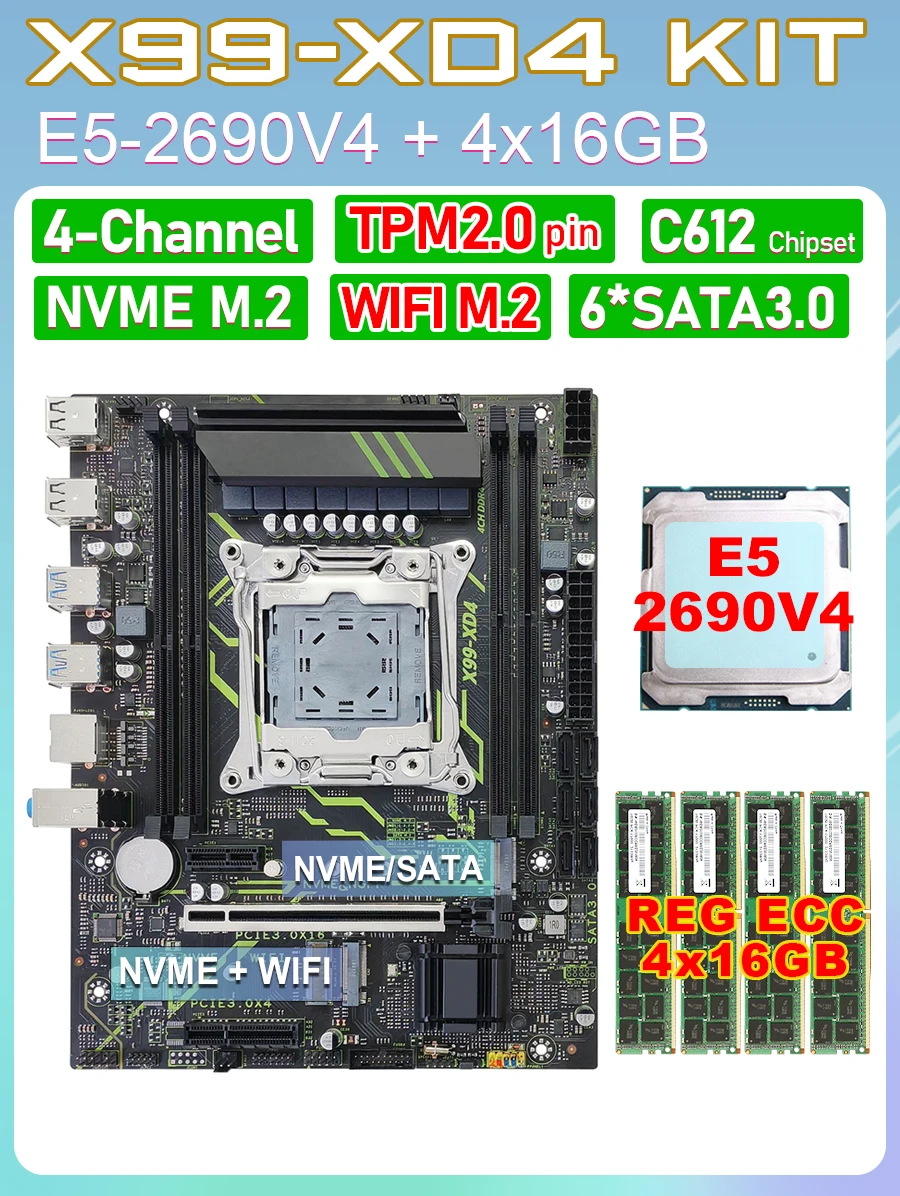 X99 motherboard Kit Xeon Quad-Channel DDR4 tpm 2.0 Mainboard LGA 2011 ...