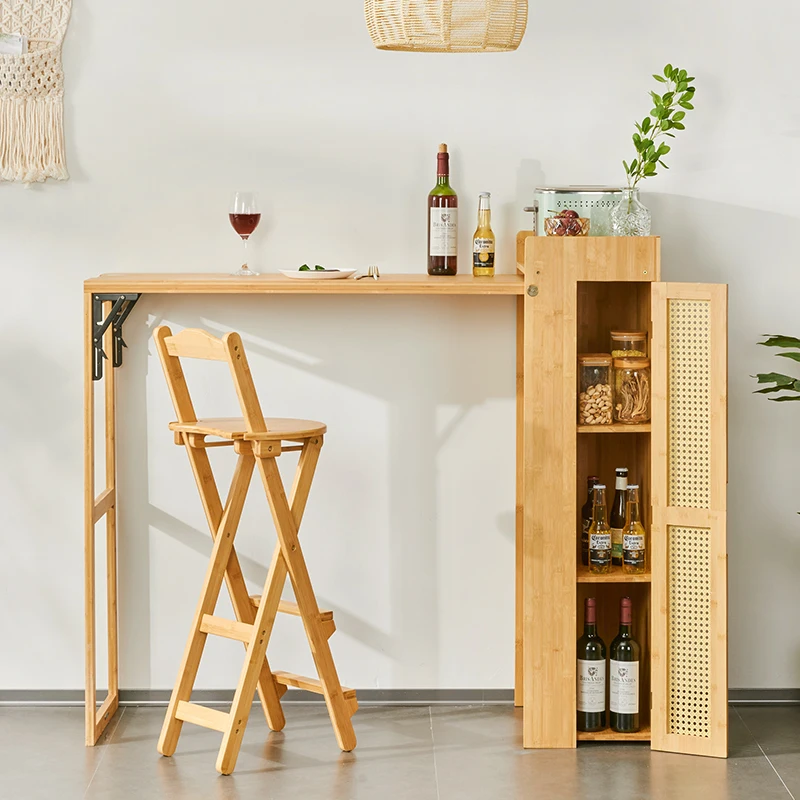 Folding Home Bar Counter Black Folding Counter Height Bar Stool Set