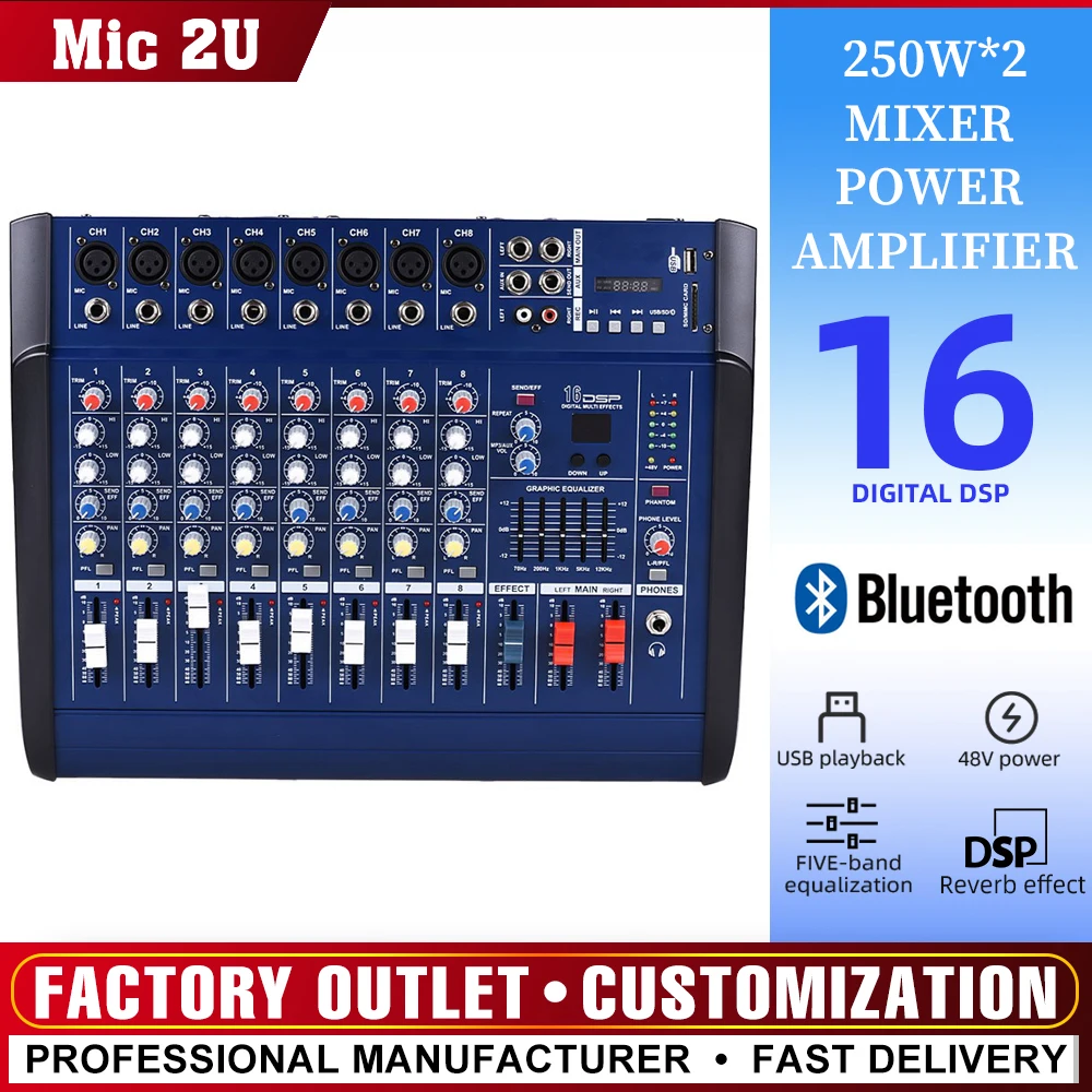 8-Channel-Powered-Mixer-Amplifier-with-48V-Phantom-250W-2-Power ...