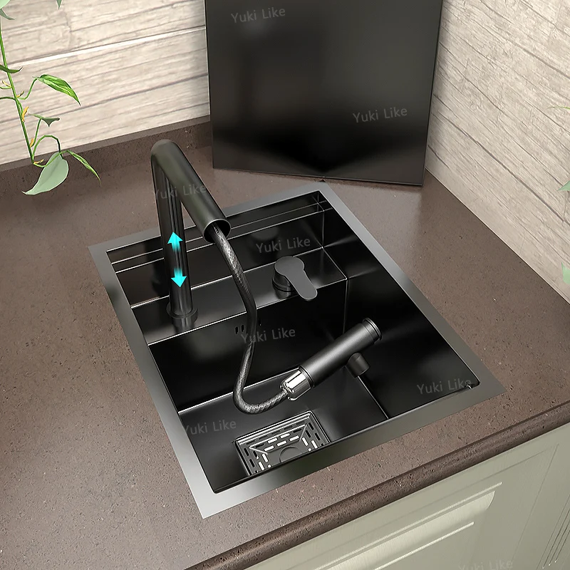 Hidden-Sink-Stainless-Steel-Kitchen-Sink-Apartment-Bar-Mini-Single-Slot ...