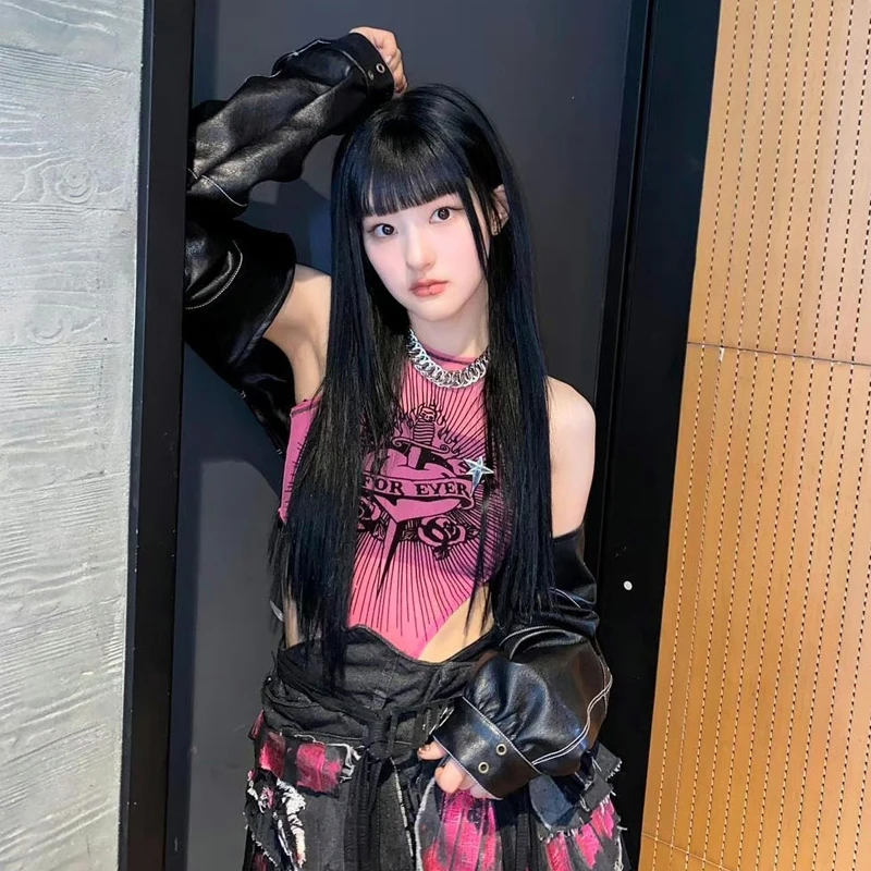 Bar-Nightclub-Ds-Dj-Gogo-Dancer-Costume-Sexy-Cuout-Pink-Halter-Top ...