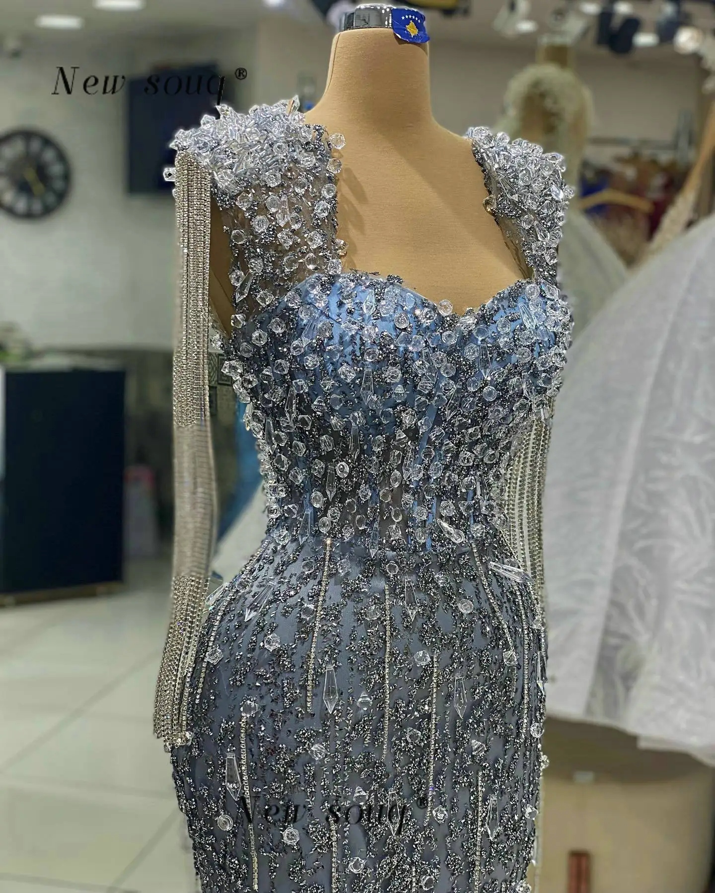 Couture-Haze-Blue-Long-Mermaid-Evening-Dresses-with-Slit-Crystals-Stone ...