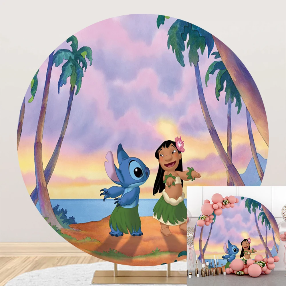 Fondo de círculo de Lilo & Stitch de Disney, pancarta de decoración de ...