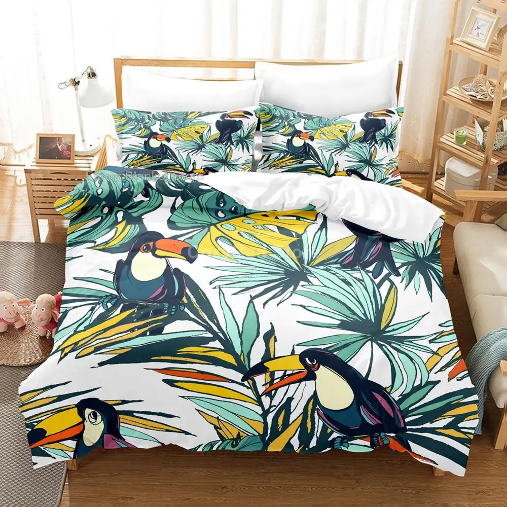 Toucan-Tropical-Leaf-3d-Bedding-Set-Duvet-Cover-Sets-Comforter-Bed ...