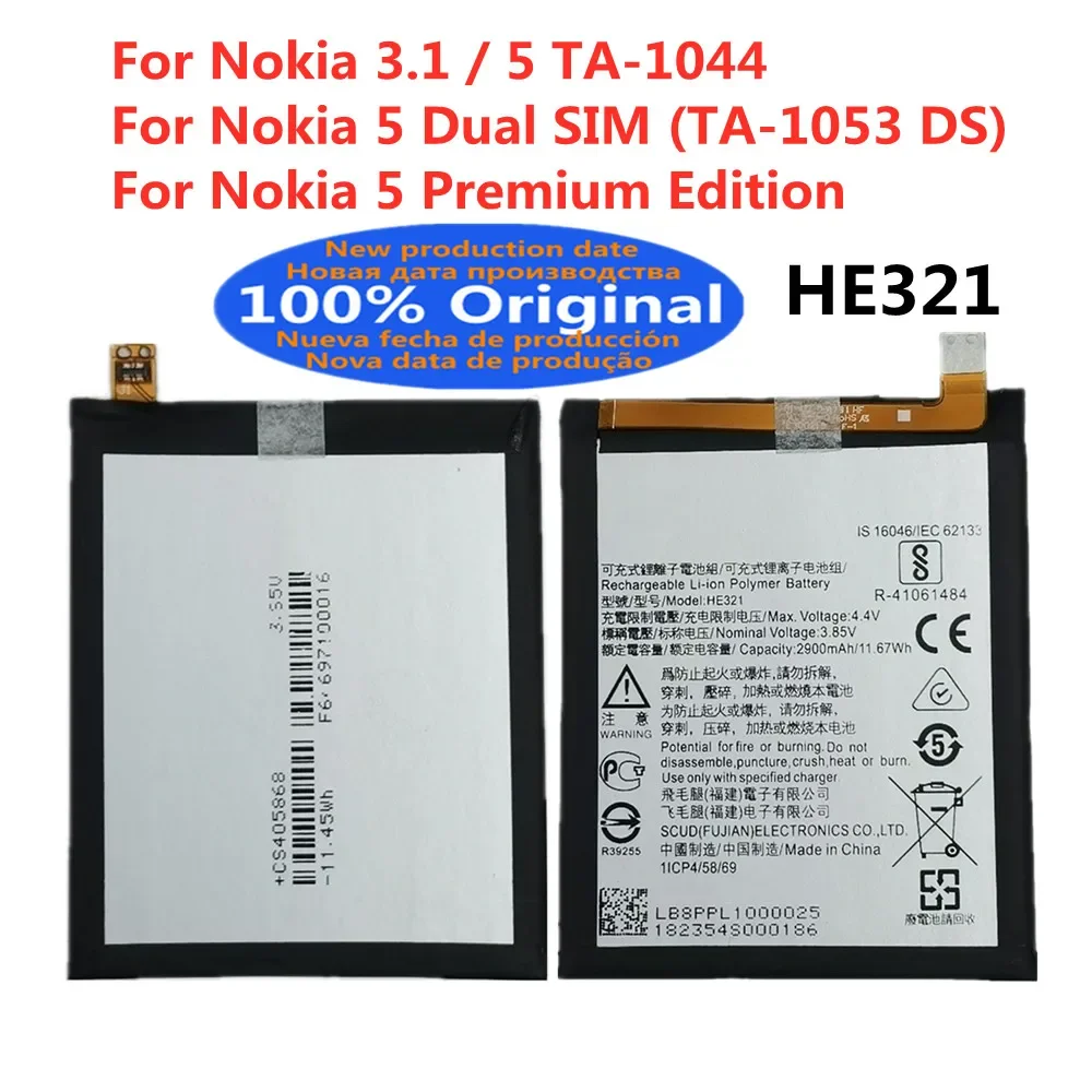 2900mAh-HE321-Original-Phone-Battery-For-Nokia-3-1-5-Dual-SIM-TA-1053 ...