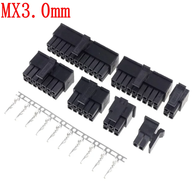 10sets Micro-Fit 3.0 Connector 3.0mm Pitch Male Housing 2P 4P 6P 8P 10P 12 16P 18P 20P 24Pin ...