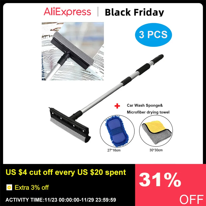 3PCS-Car-Window-Cleaning-Brush-Windshield-Squeegee-Scraper-Wiper-With ...