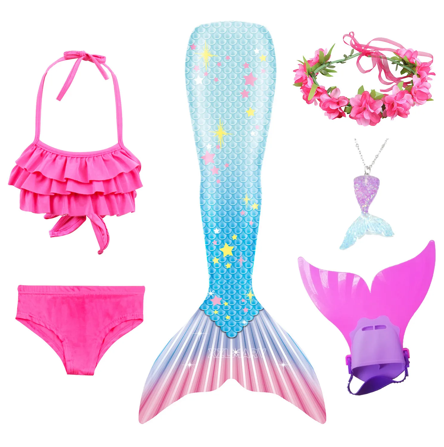 2022-Girls-Little-Mermaid-Tails-Fin-Mermaid-Kids-Bikini-Swimwear ...
