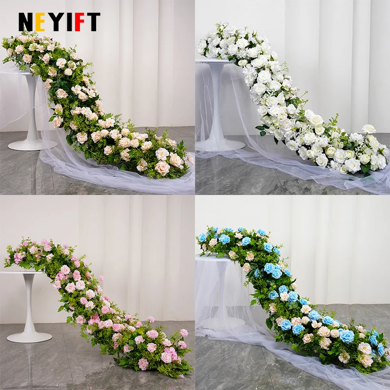 Luxury-Rose-Hydrangea-Green-Plants-Flower-Row-Runner-Artificial-Large ...