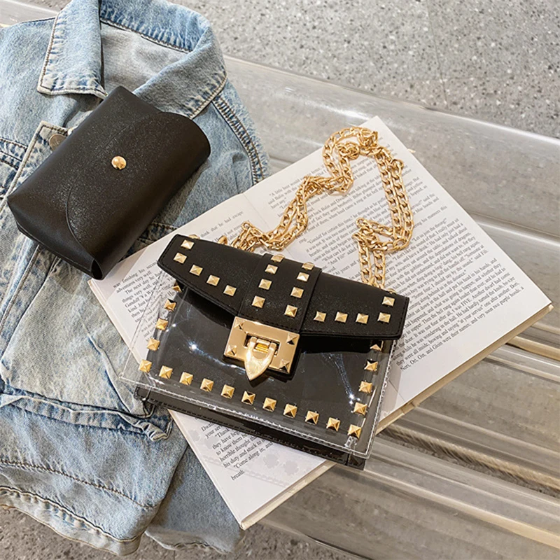 2024-New-Chains-Rivet-Women-Handbags-Small-White-Black-Pink-Orange ...