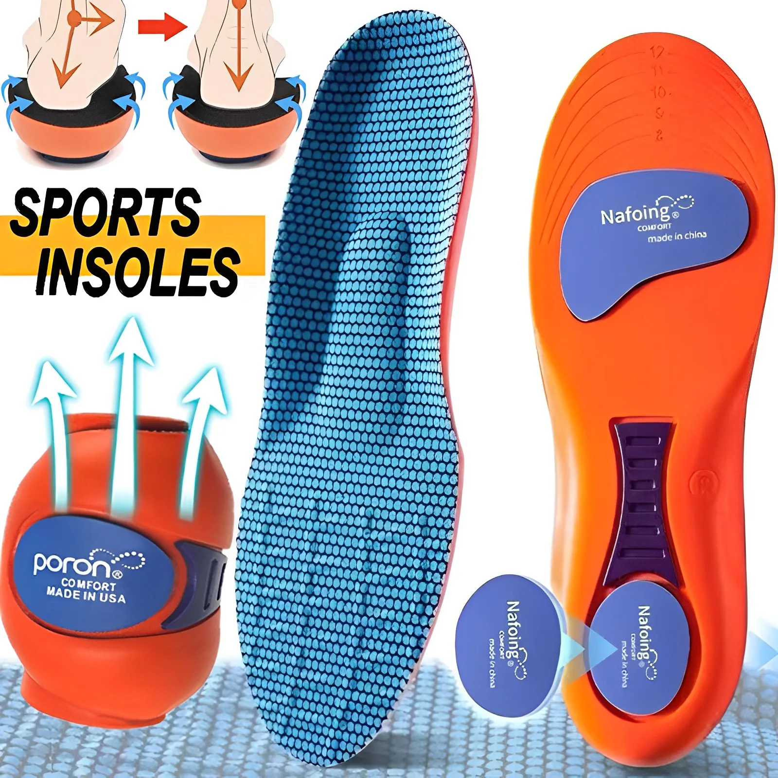 Elastic-Sports-Insoles-Soft-Men-s-Deodorant-Insole-Flat-Arch-Support ...