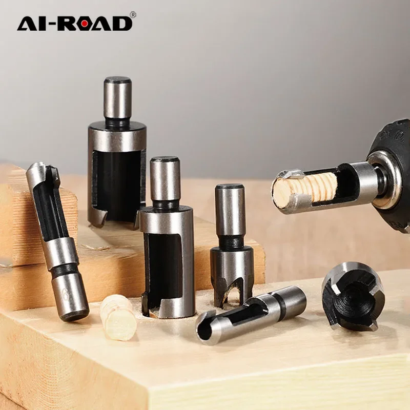 AI-ROAD-4pcs-Round-Shank-Carbon-Steel-Wood-Plug-Cutter-6-10-13-16mm ...