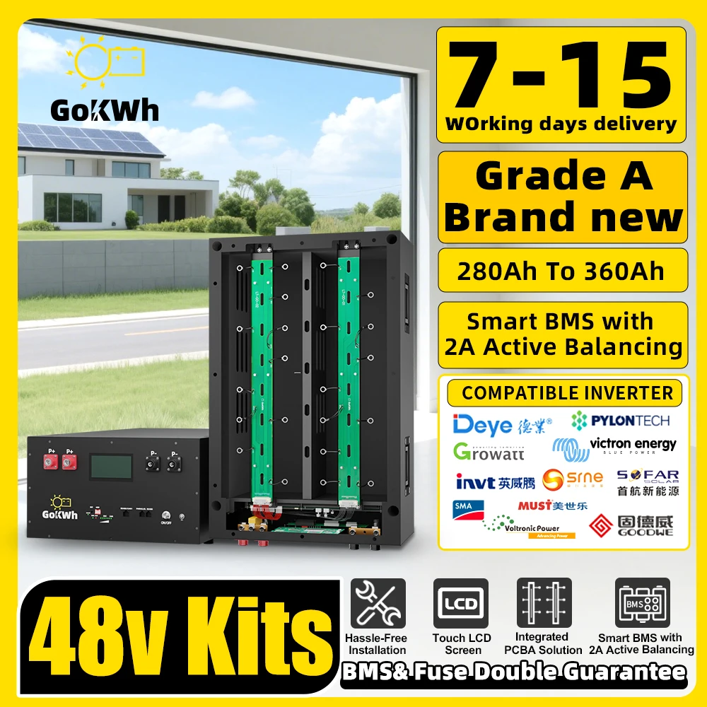 DIY 48V Kit Box with JK 16S 200A Smart BMS LiFePO4 Battery Case 51.2V ...