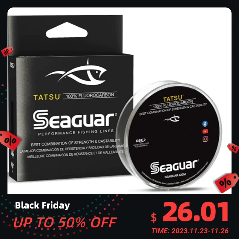 100-Original-From-JAPAN-Monofilament-SEAGUAR-TATSU-Fluorocarbon-Fishing-Line-200YDS-183M-Carbon ...