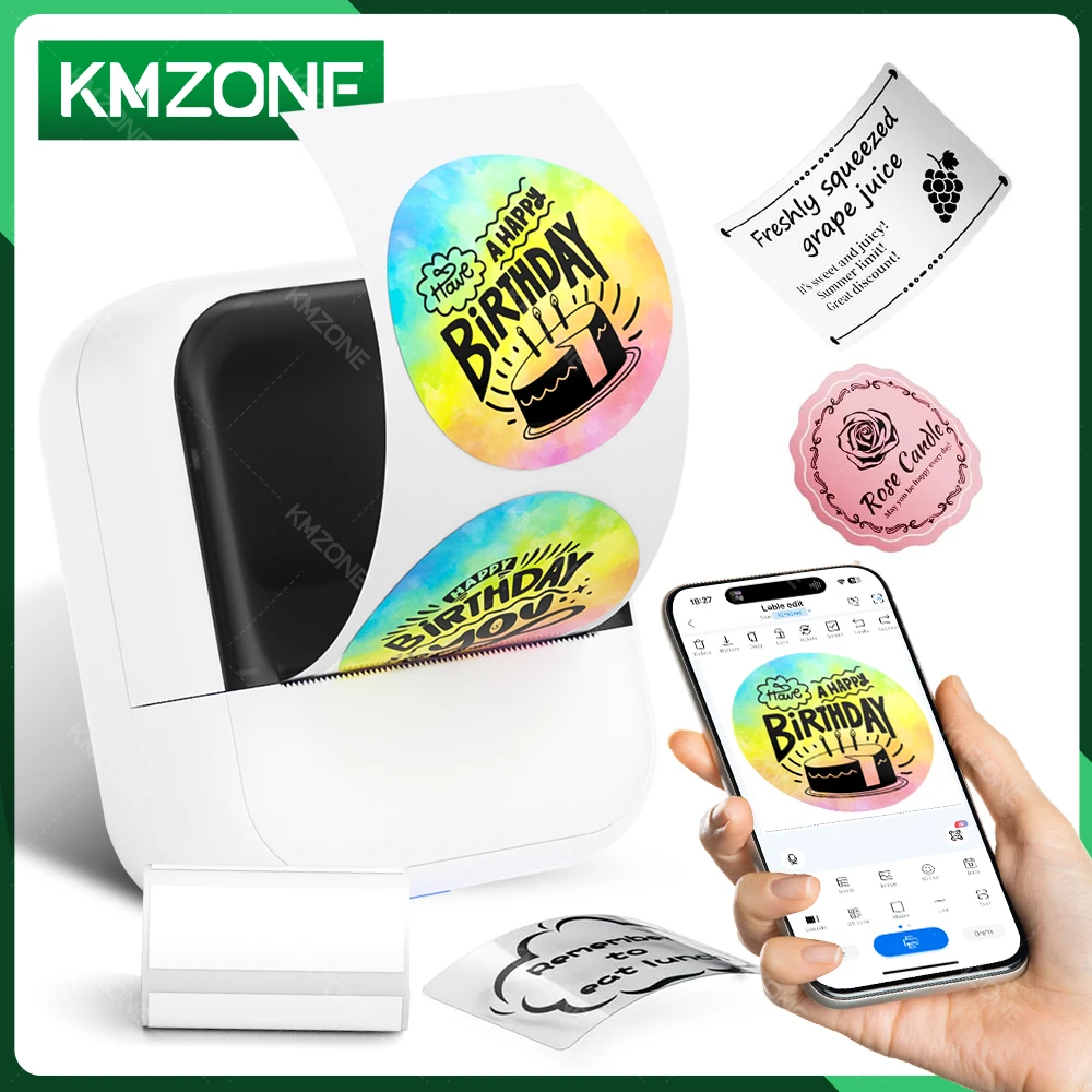 2-Inch Portable Label Printer Bluetooth Thermal Sticker Maker Machine ...