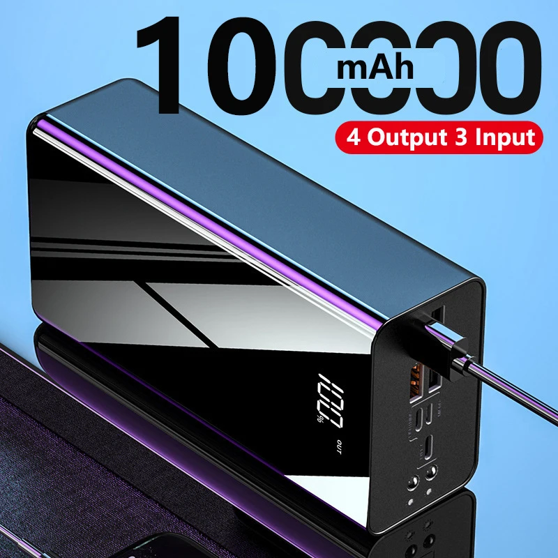 Power Bank 100000mAh 4 USB Fast Charging Portable Charger Powerbank for ...