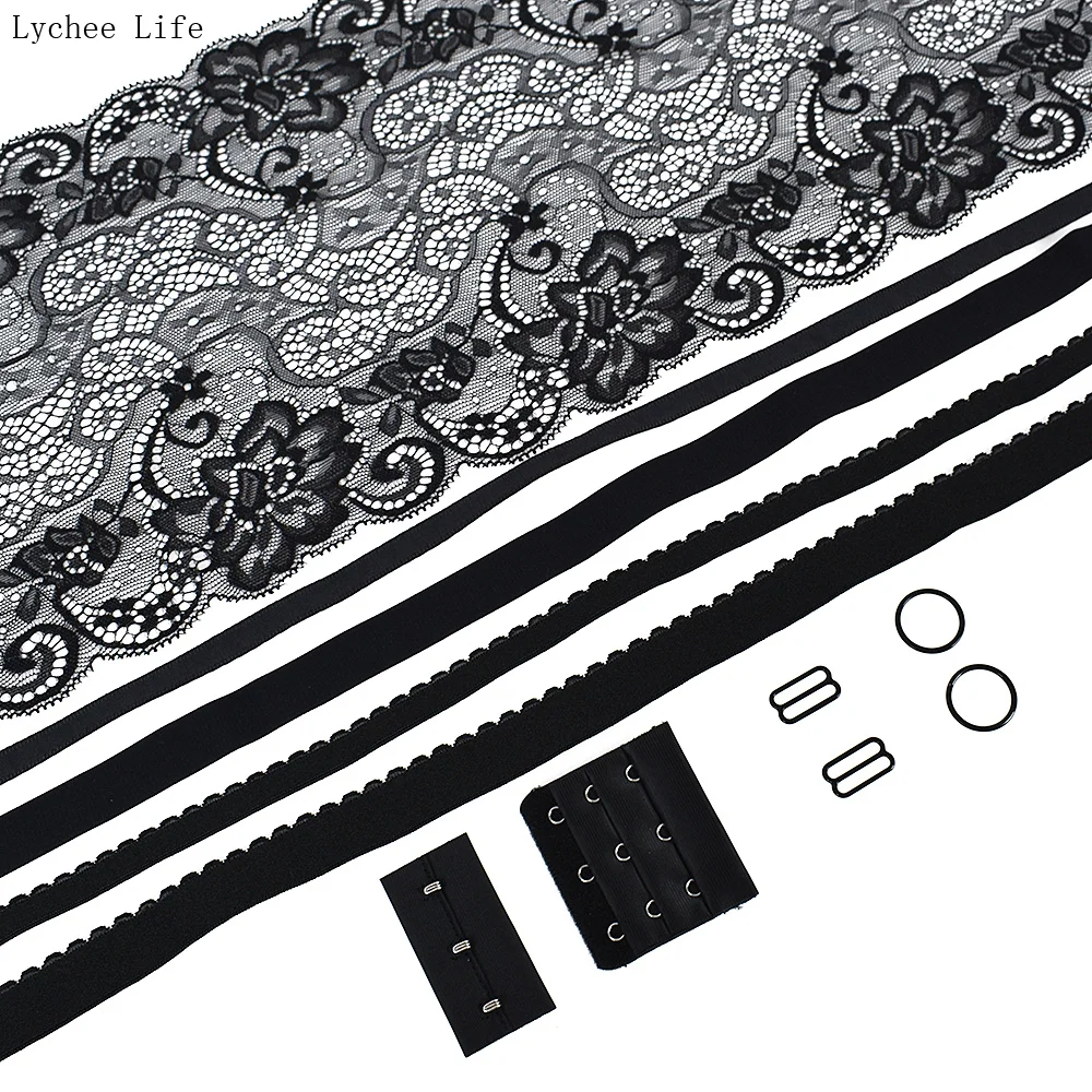 DIY-8-Style-Underwear-Accessories-Black-Suit-Lace-Trims-Women-Bra ...