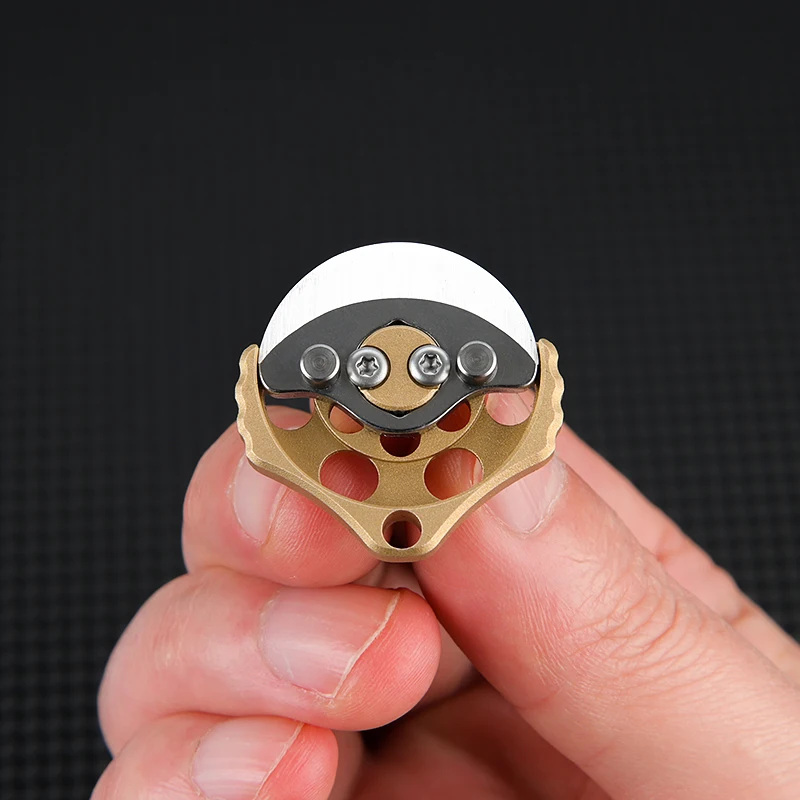 Mini-Thumb-Brass-Rotating-Knife-D2-Blade-Open-Box-Outdoor-Portable-EDC ...