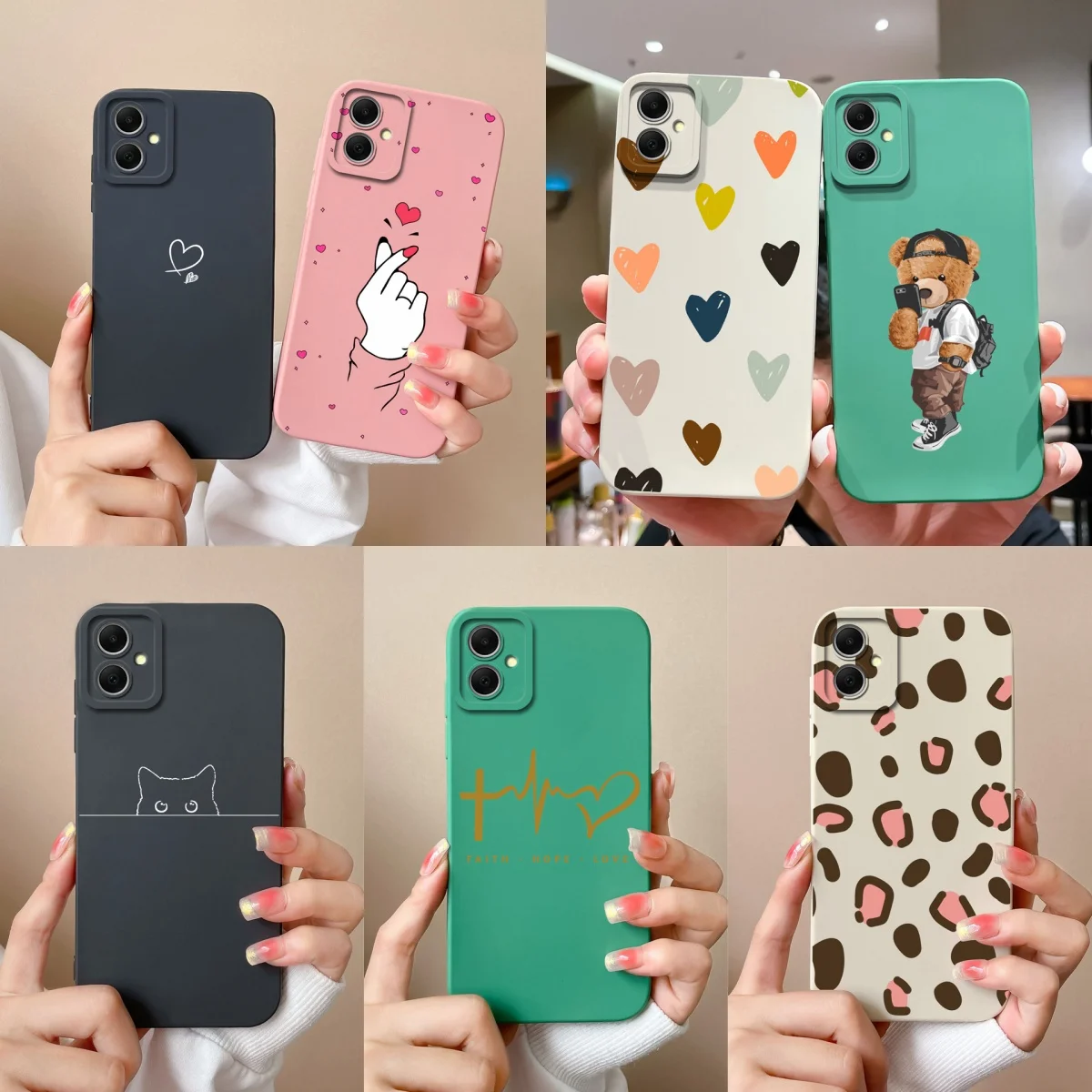 For Samsung Galaxy A05 A05S Cases Back Cover Love Heart Shockproof Non ...