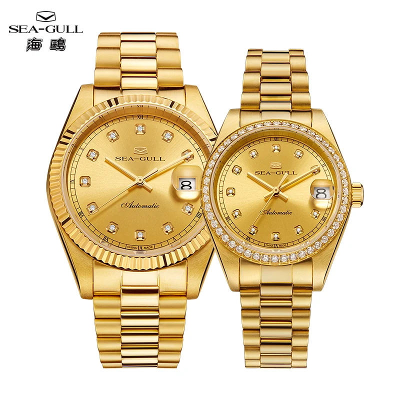 Seagull Oriente Series Couple Watch Luxury Diamond Gold Men/Women ...