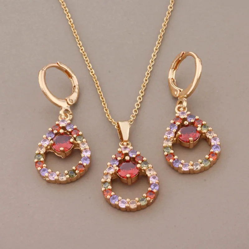 New-Trend-Drop-Earrings-Sets-for-Women-Unique-Colorful-Natural-Zircon ...