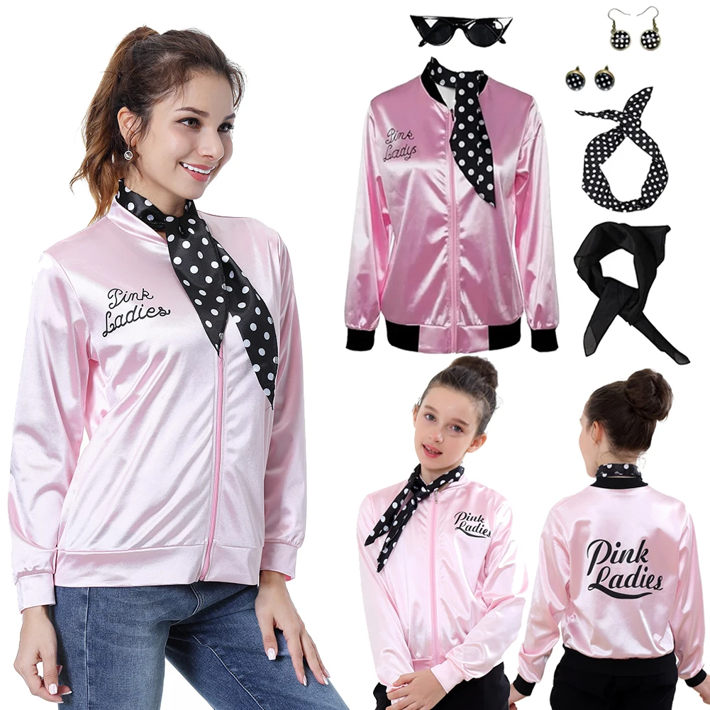 Pink-Ladies-Grease-Cosplay-Costume-Kids-Adult-Retro-Jacket-Fancy ...