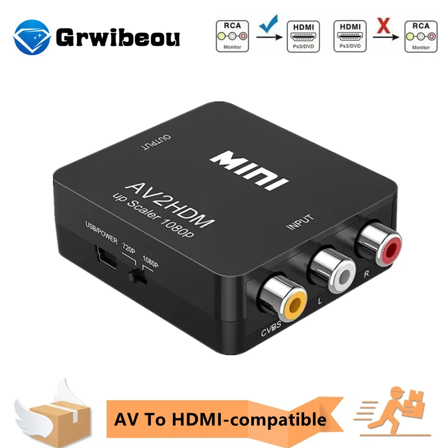 1080P RCA AV To HDMI-compatible HDTV to AV Composite Adapter Converter ...
