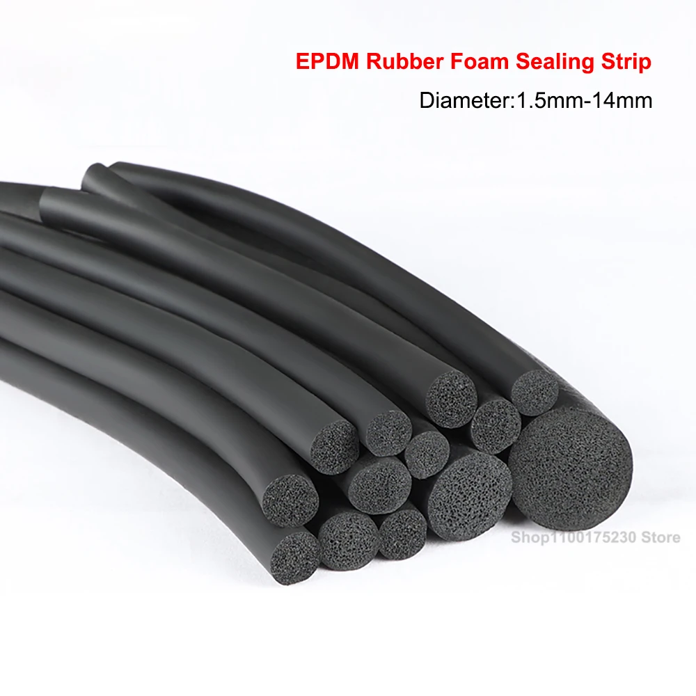 Black-EPDM-Rubber-Foam-Sealing-Strip-Round-Sponge-Cord-Bar-For-Cabinet ...