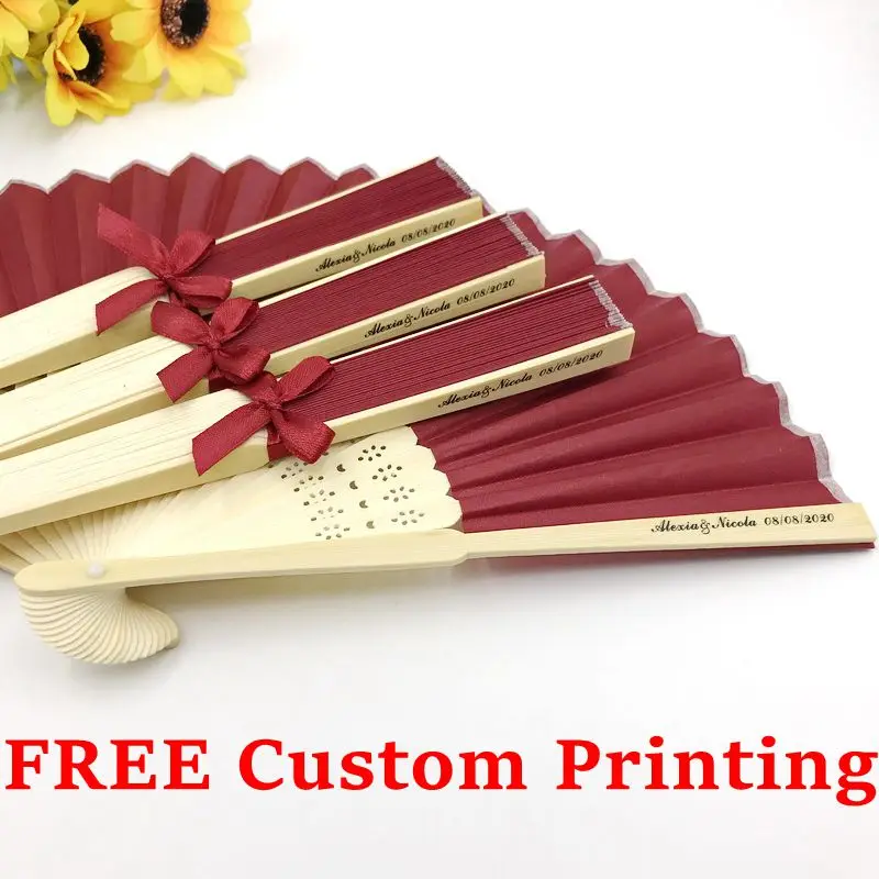 60-65PC-Customized-Wedding-Folding-Fan-with-Ribbon-Bow-Colorful ...