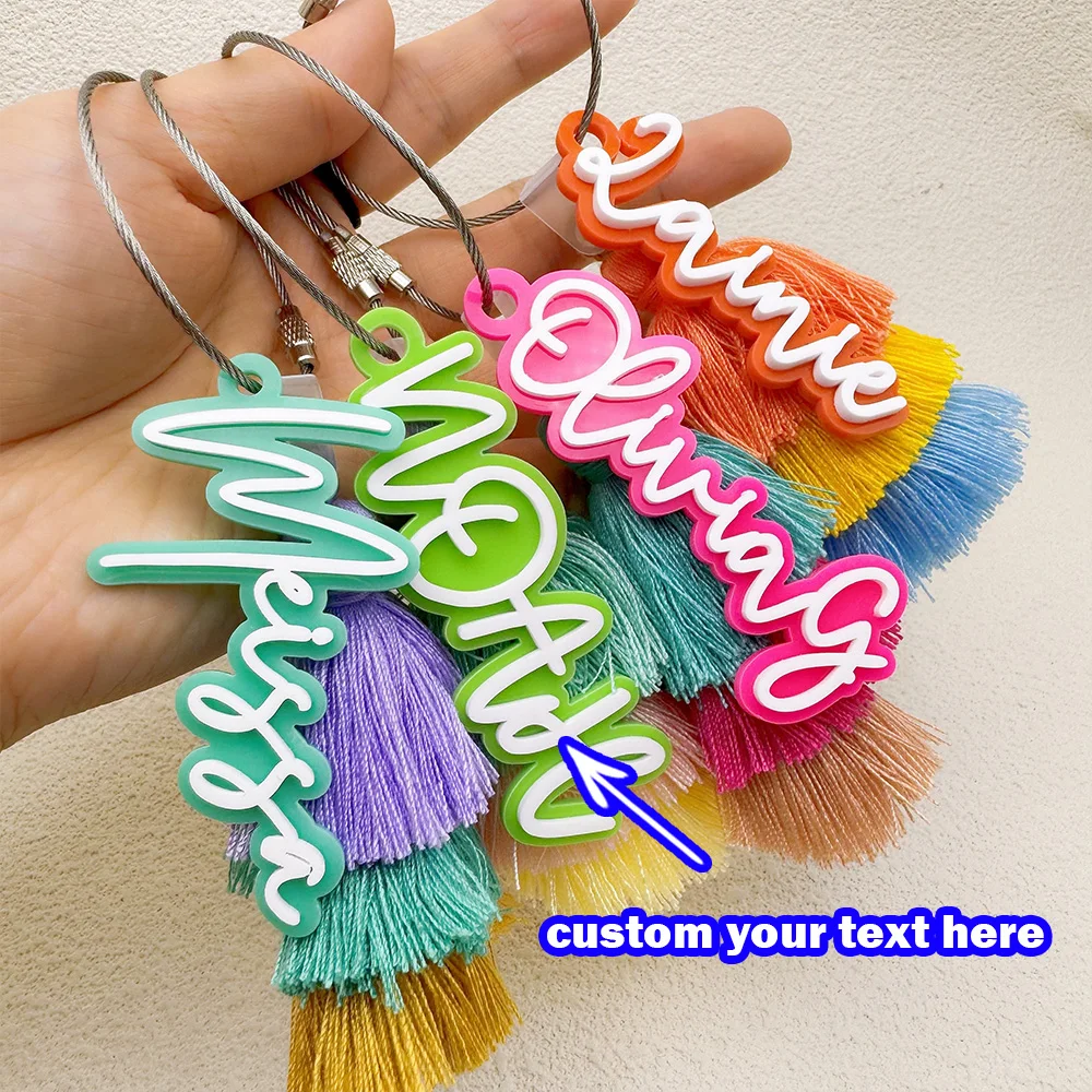 1PC Custom PMMA Tassel Keychain - Personalized Name & Tassel Accessory ...