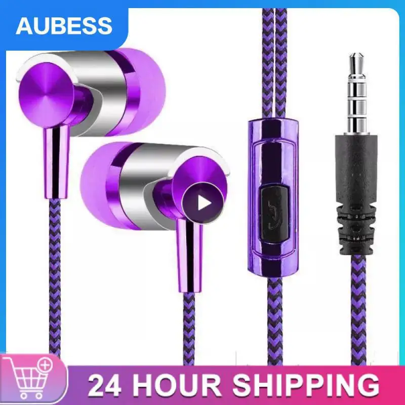 3-5mm-In-Ear-Stereo-Earbuds-Earphone-Wired-Nylon-Weave-Cable-Earphone ...