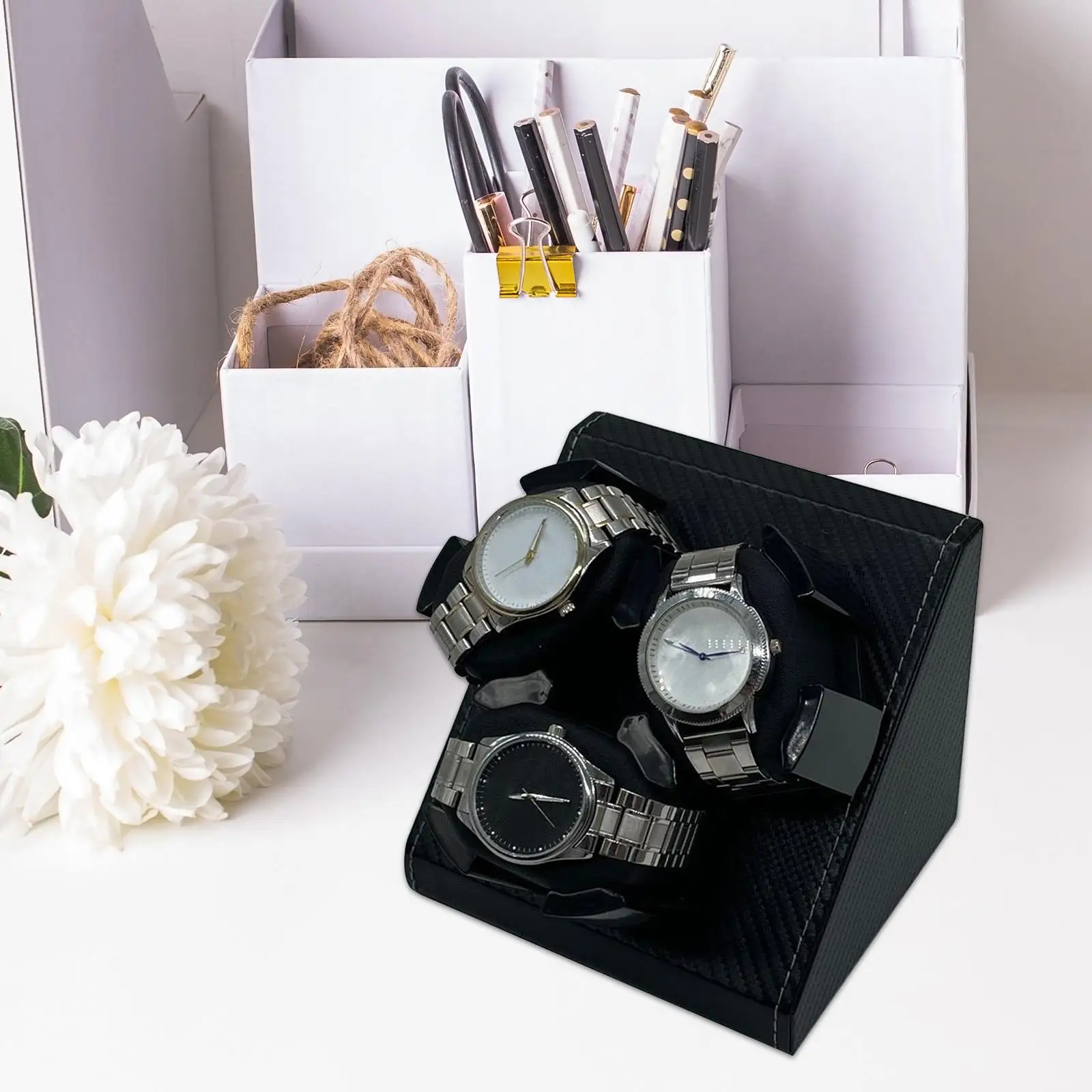 Watch-Winder-for-Automatic-Watch-Carbon-Fiber-Styling-USB-Organizer ...
