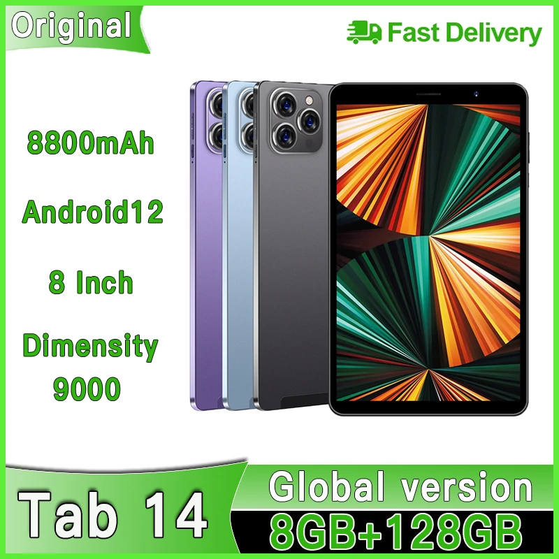 Original Tab 14 Tablet 8 Polegada Android12 Deca core 8GB RAM 128GB ROM ...