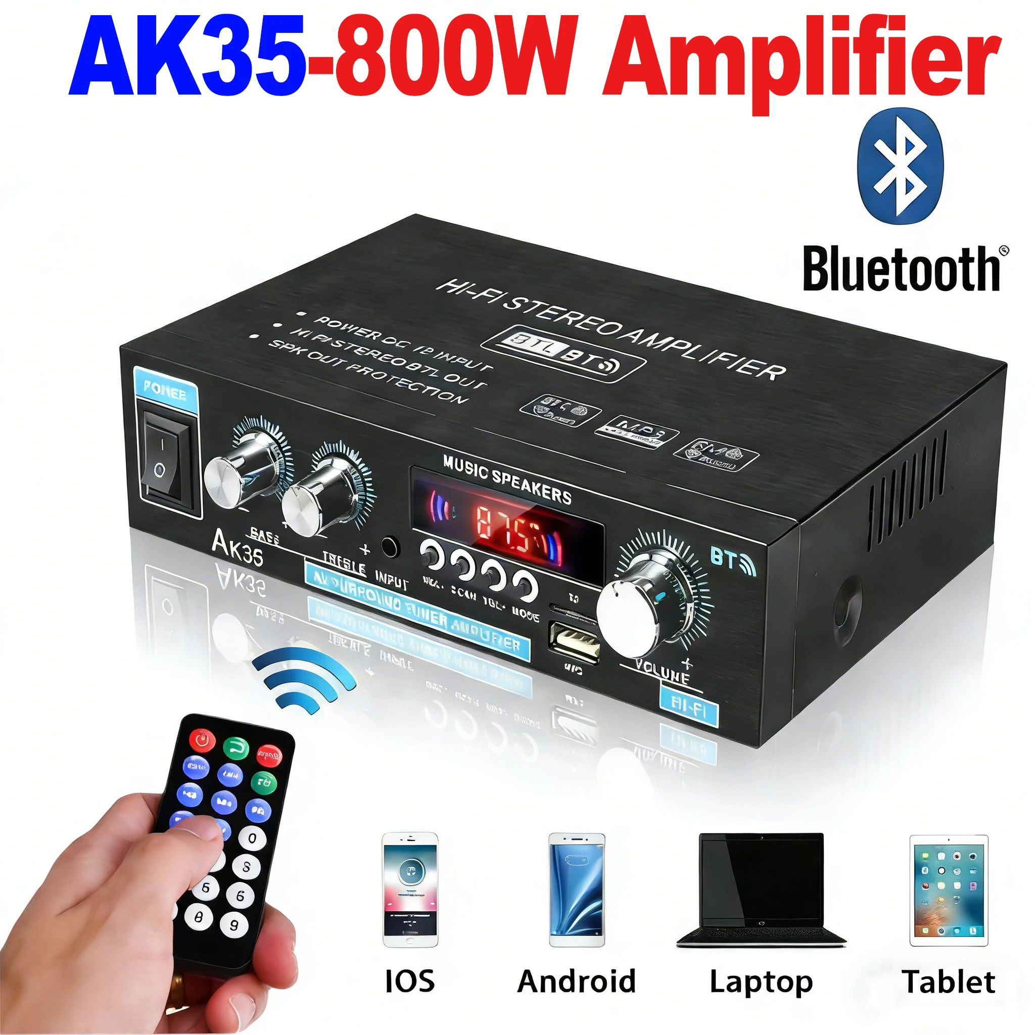 Amplificador de Potencia para el Hogar AK35 de 800 W, 2 Canales ...