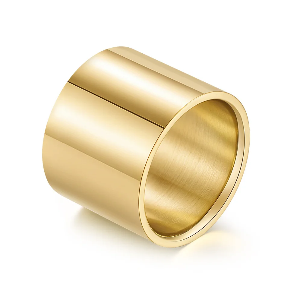 New Fashion Glossy 18mm Wide Stainless Steel Ring for Men High Polished ...