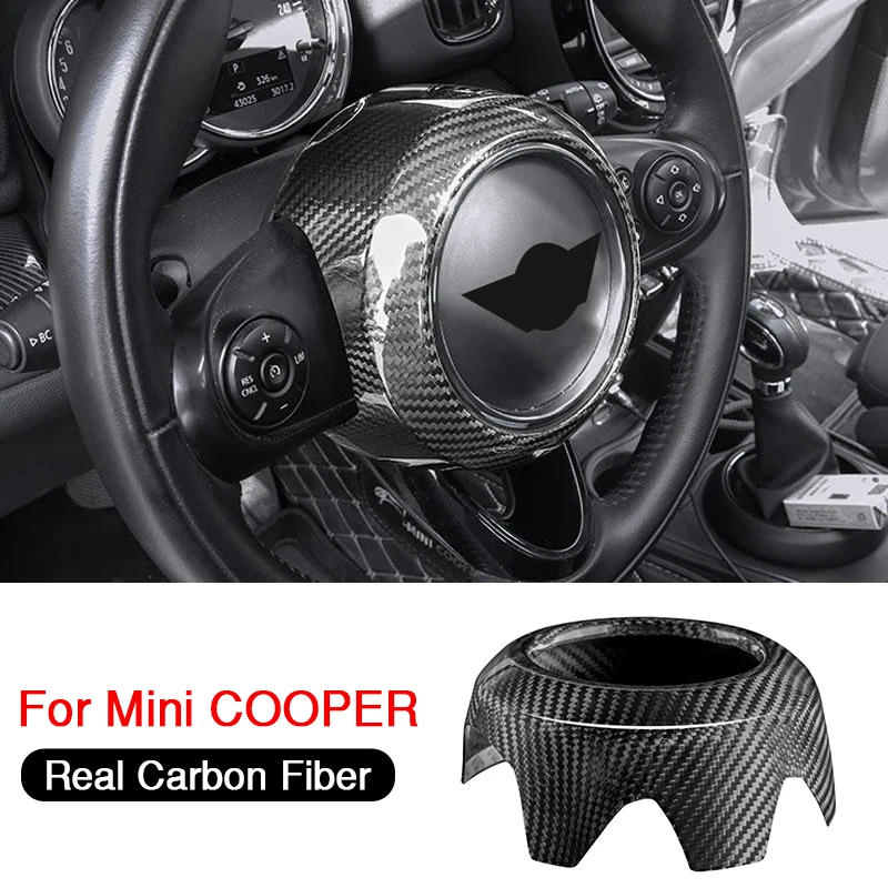 Car-Steering-Wheel-Airbag-Cover-Stickers-Real-Carbon-Fiber-For-BMW-Mini ...